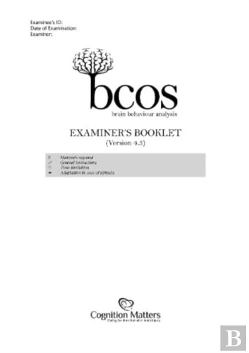 Bcos Cognitive Screen, de Glyn (University Of Oxford, Uk) Humphreys ...